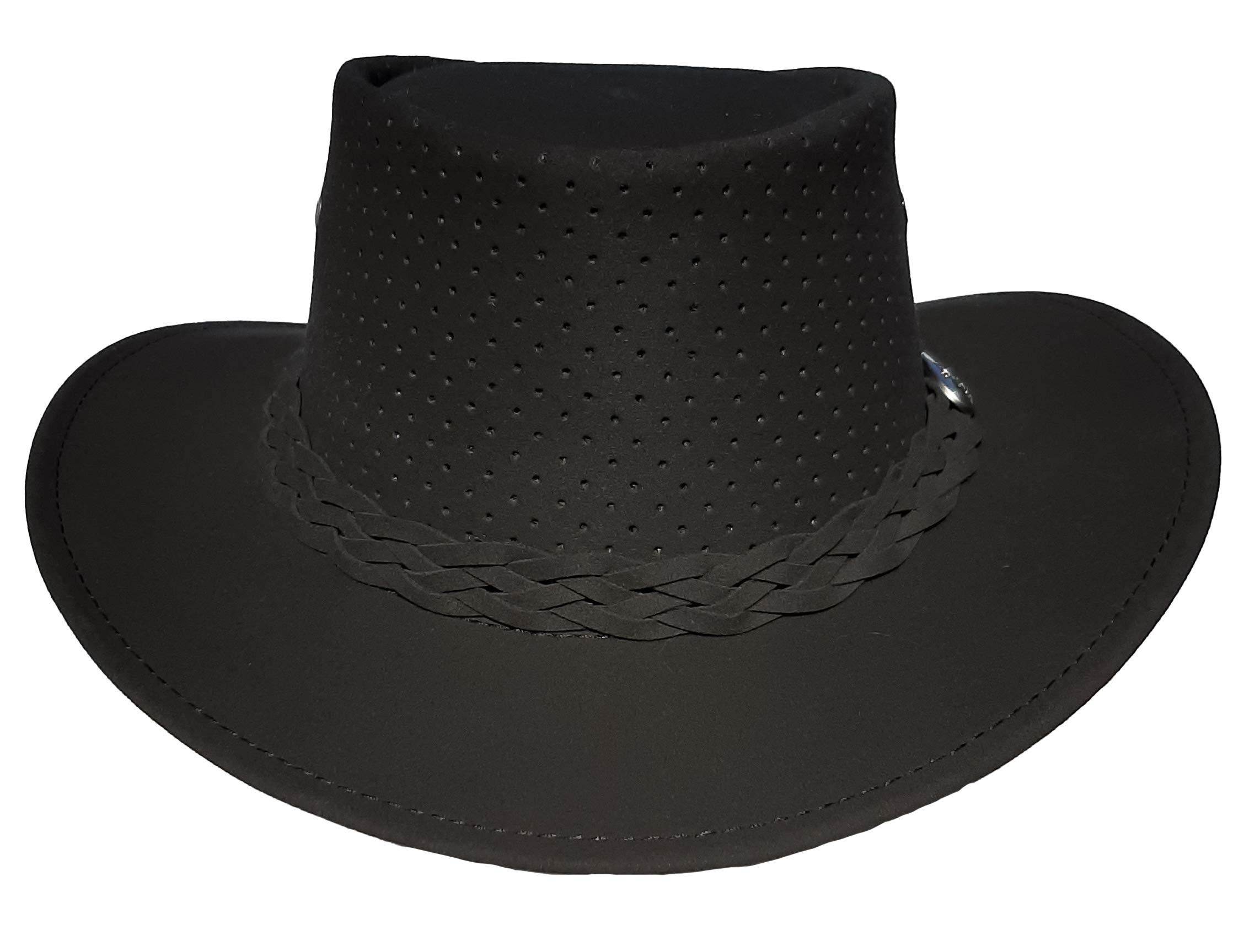 Aussie Chiller Outback Bushie – Perforated Hat for All Seasons/Made in Australia (Black, Large)