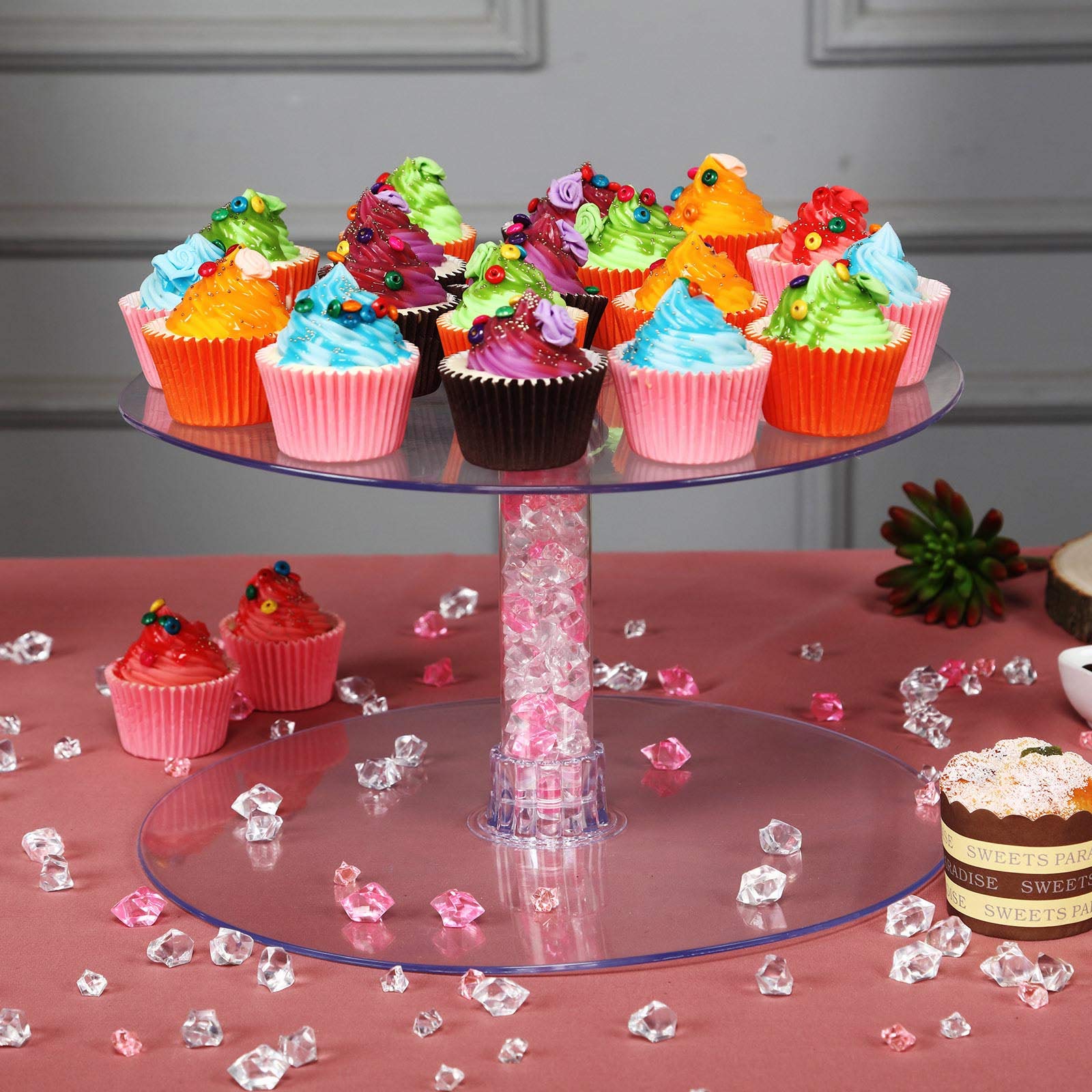 BalsaCircle 7 Tiers Clear Round Crystal Acrylic Cupcake Stand - Tiered Dessert Food Display Serving Tower Birthday Party Wedding