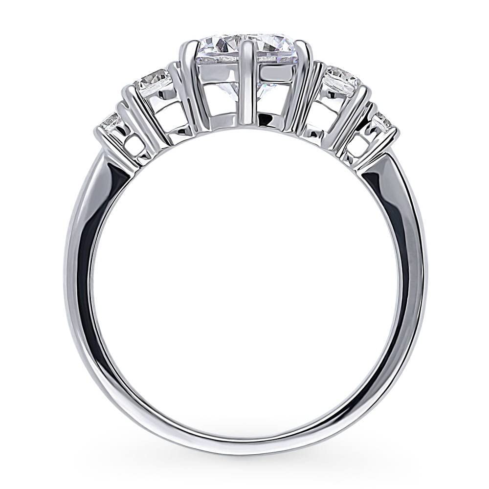 BERRICLE Sterling Silver 5-Stone Cubic Zirconia CZ Fashion Ring for Women, Rhodium Plated Size 7
