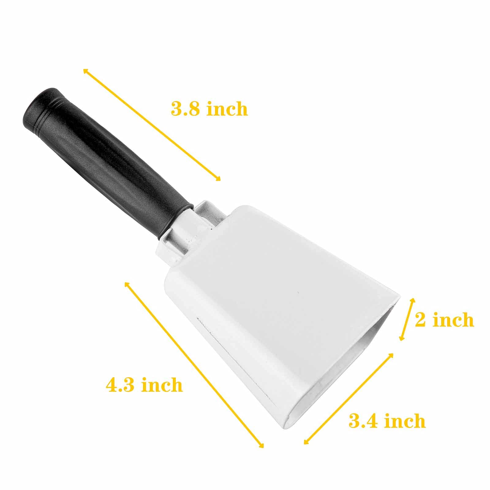 Steel Cow Bell with Handle Cowbells,Cheering Bell and Loud Noise Makers Hand Bells for Sporting Events,Football Games,School Bell,Farm Hand Chimes Percussion Musical Instruments (8 inch White)