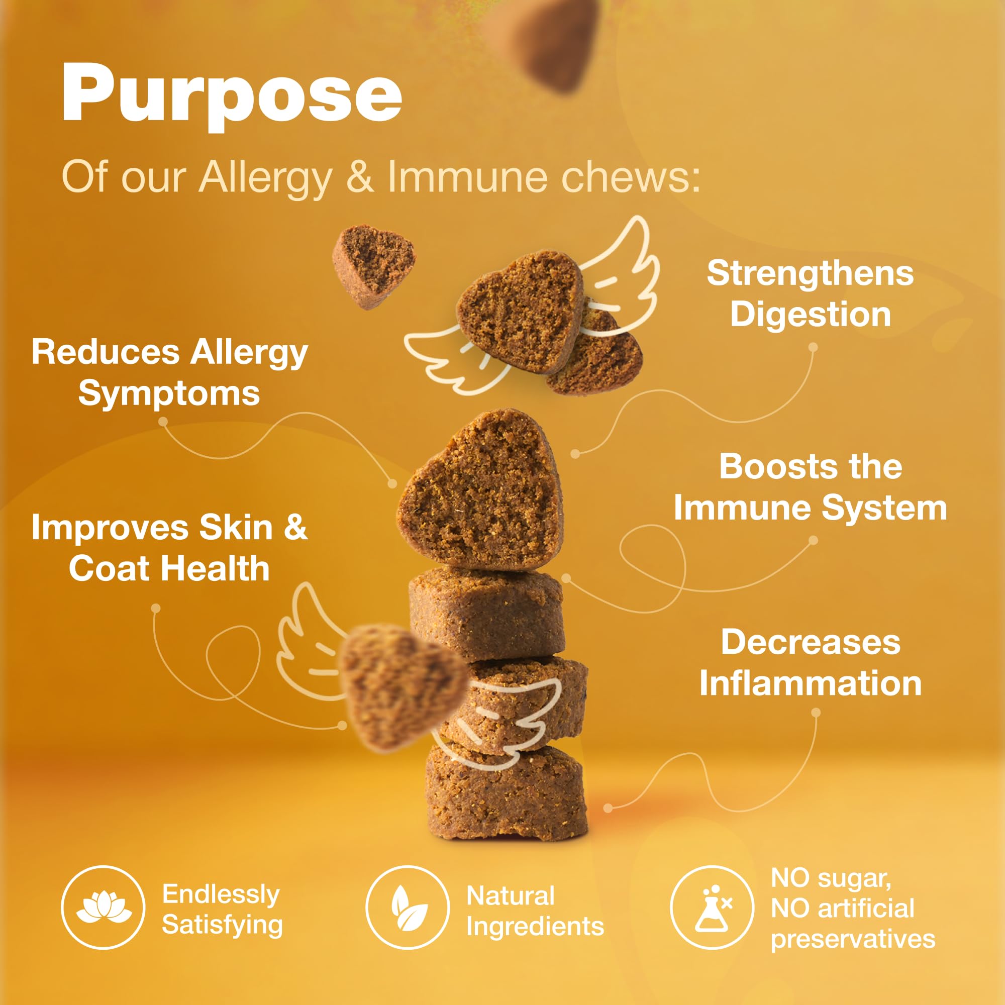 CHEWIA Travel Pack of Allergy Support Soft Chews for Dogs - All Breeds - Digestive Strength - Allergy & Immune Dog Supplement