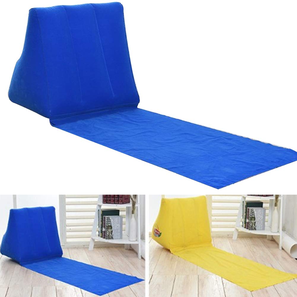 Beach Chairs with Backrest Inflatable Sun Lounger Beach Mat Waterproof Portable Travel Inflatable Lounger for Camping Picnic(Blue)