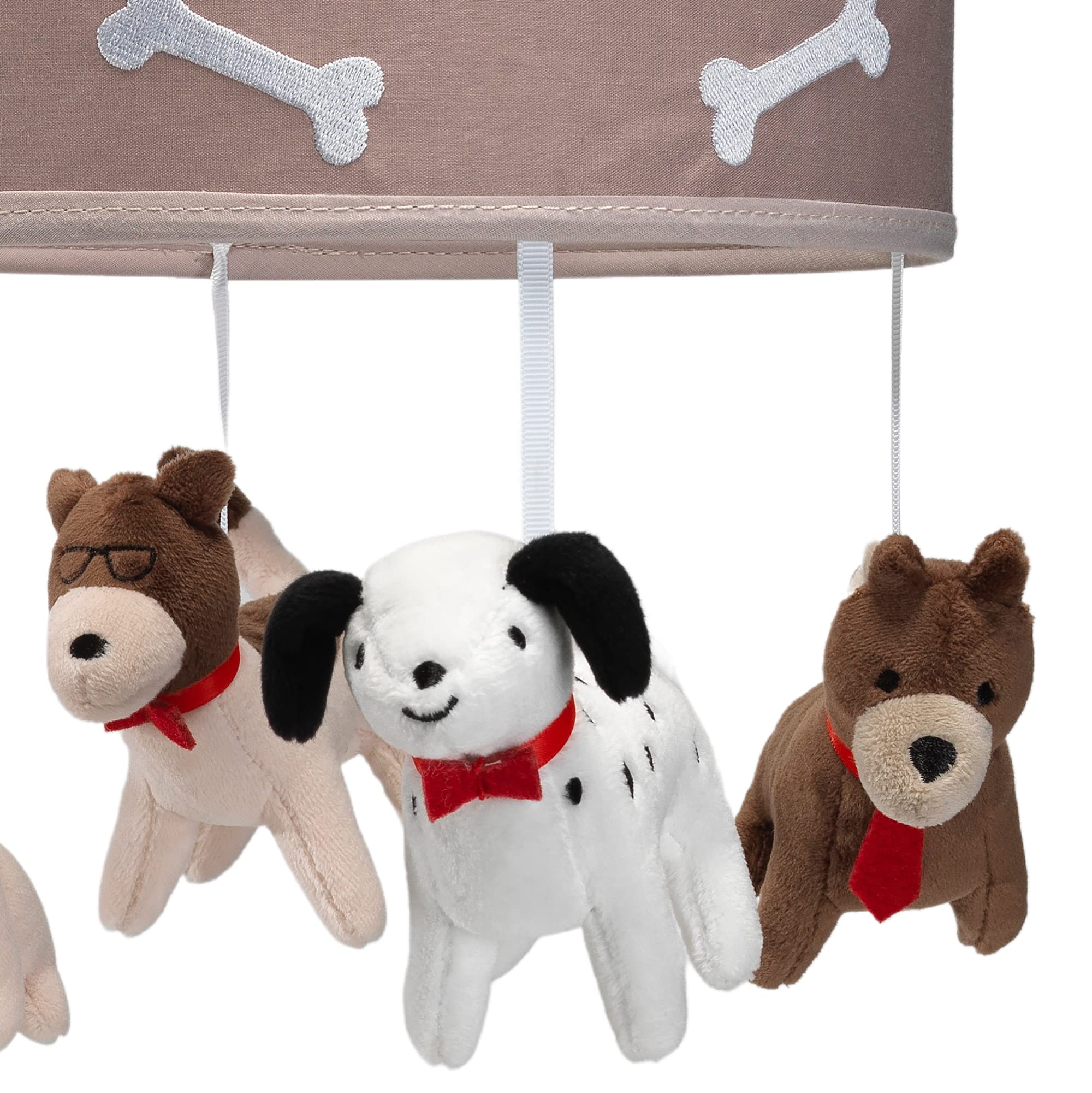 Lambs & Ivy Bow Wow Beige Dogs/Puppies Musical Baby Crib Mobile Soother Toy