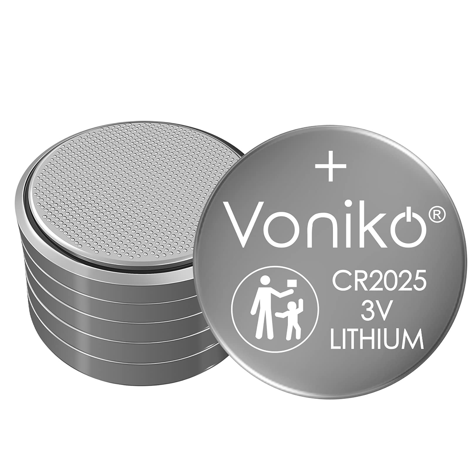 Voniko 3 Volt CR2025 Battery 6 Pack β CR 2025 Button Cell Battery β 2025 Lithium Coin Batteries, 7 Years Shelf Life