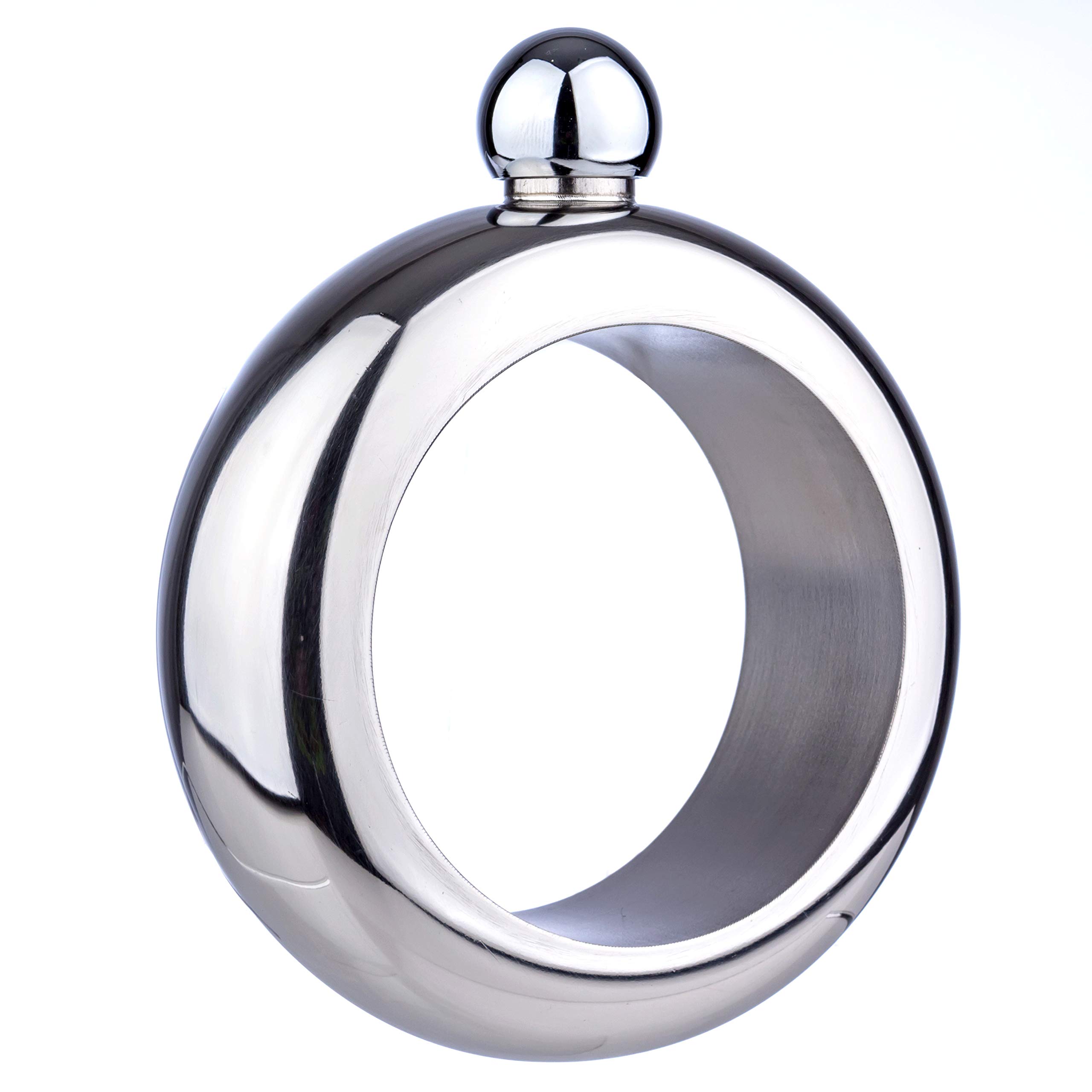 Bangle Bracelet Wine/Alcohol 3.5 oz Flask - Stainless Steel Black and Silver Creative Gift Set for Women - Bonus Funnel Included