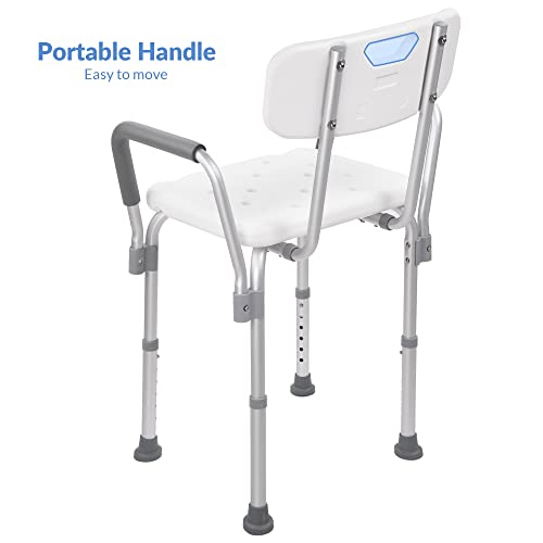 AW Medical Bath Shower Seat Adjustable Height Bathtub Bench Chair Stool with Armrest Back for Safety Support 220lbs