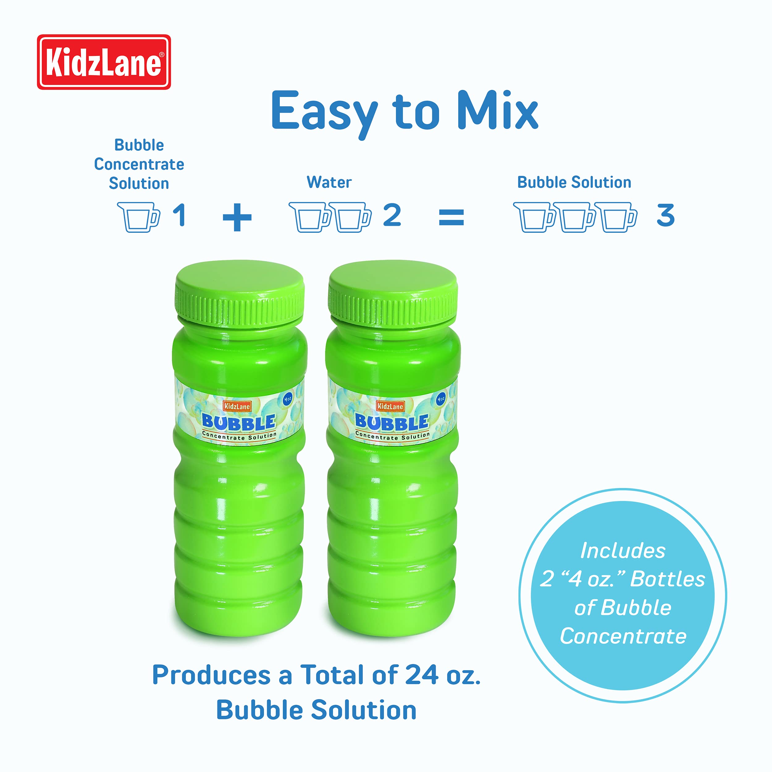 Kidzlane Bubble Wand with 24 oz of Mixed Giant Bubble Solution | Giant Bubble Wands for Kids | Outside Toy Big Bubble Maker | Bubble Toys for Outdoor Play Ages 3plus