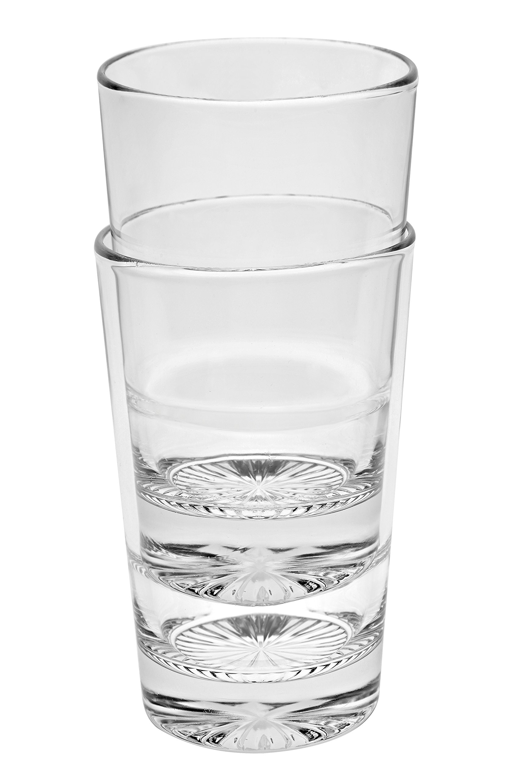 Barski - European - Glass - Hiball Tumbler- Stackable - Won't Get Stuck - Artistically Designed - 14.2 oz. - Set of 6 Highball Glasses - Made in Europe