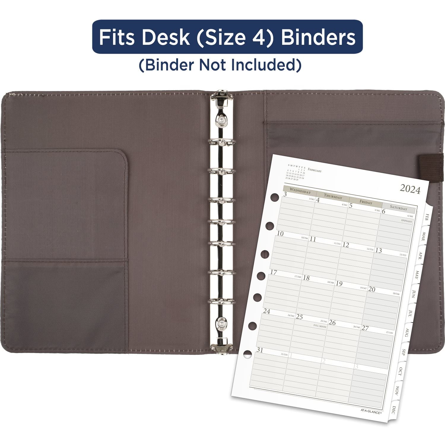 AT-A-GLANCE 2024 Weekly & Monthly Planner Refill, 5-1/2" x 8-1/2", Desk Size, Loose-Leaf (481-285Y-24)