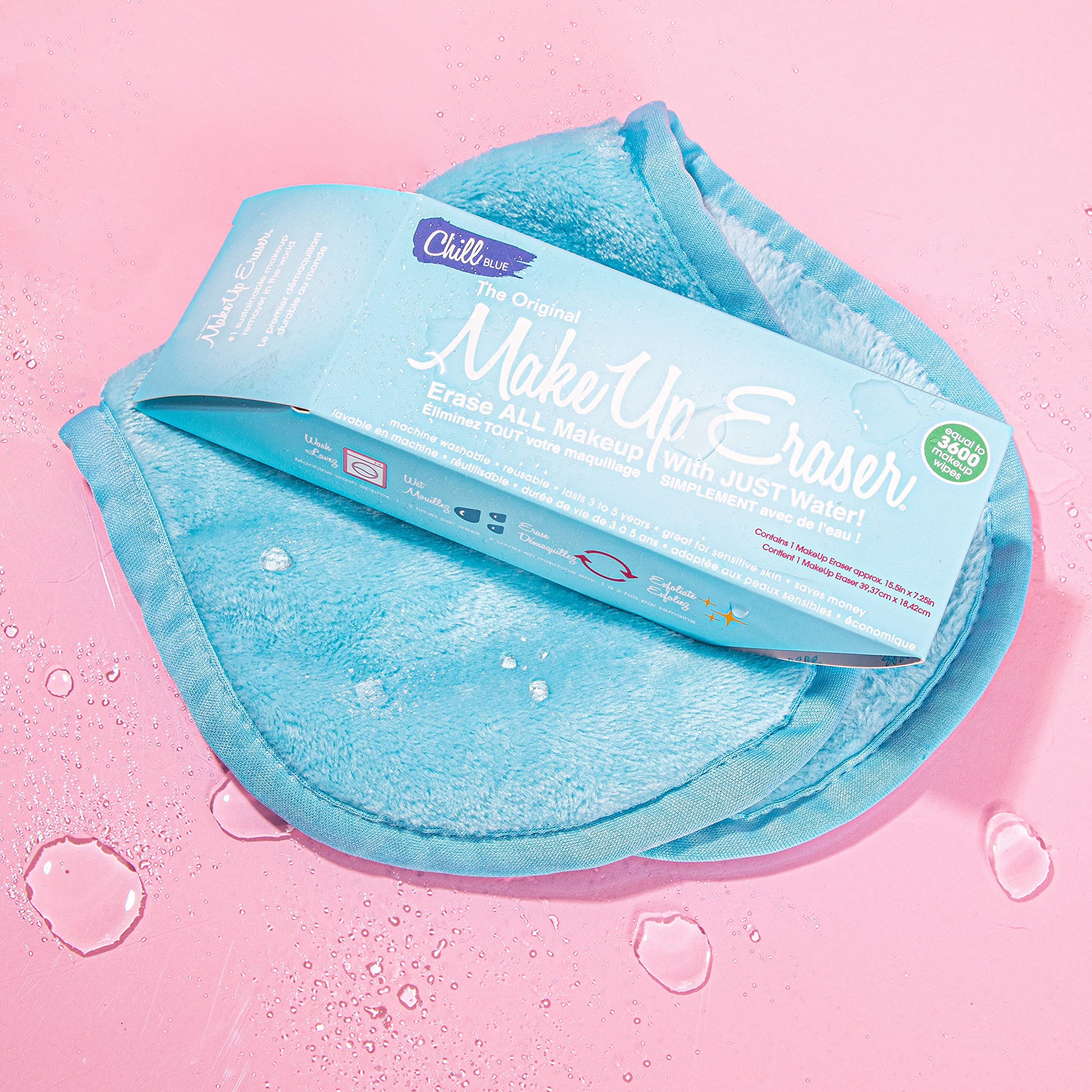 Makeup Eraser The Original Erase All Makeup With Just Water, Including Waterproof Mascara, Eyeliner, Foundation, Lipstick and More, Chill Blue