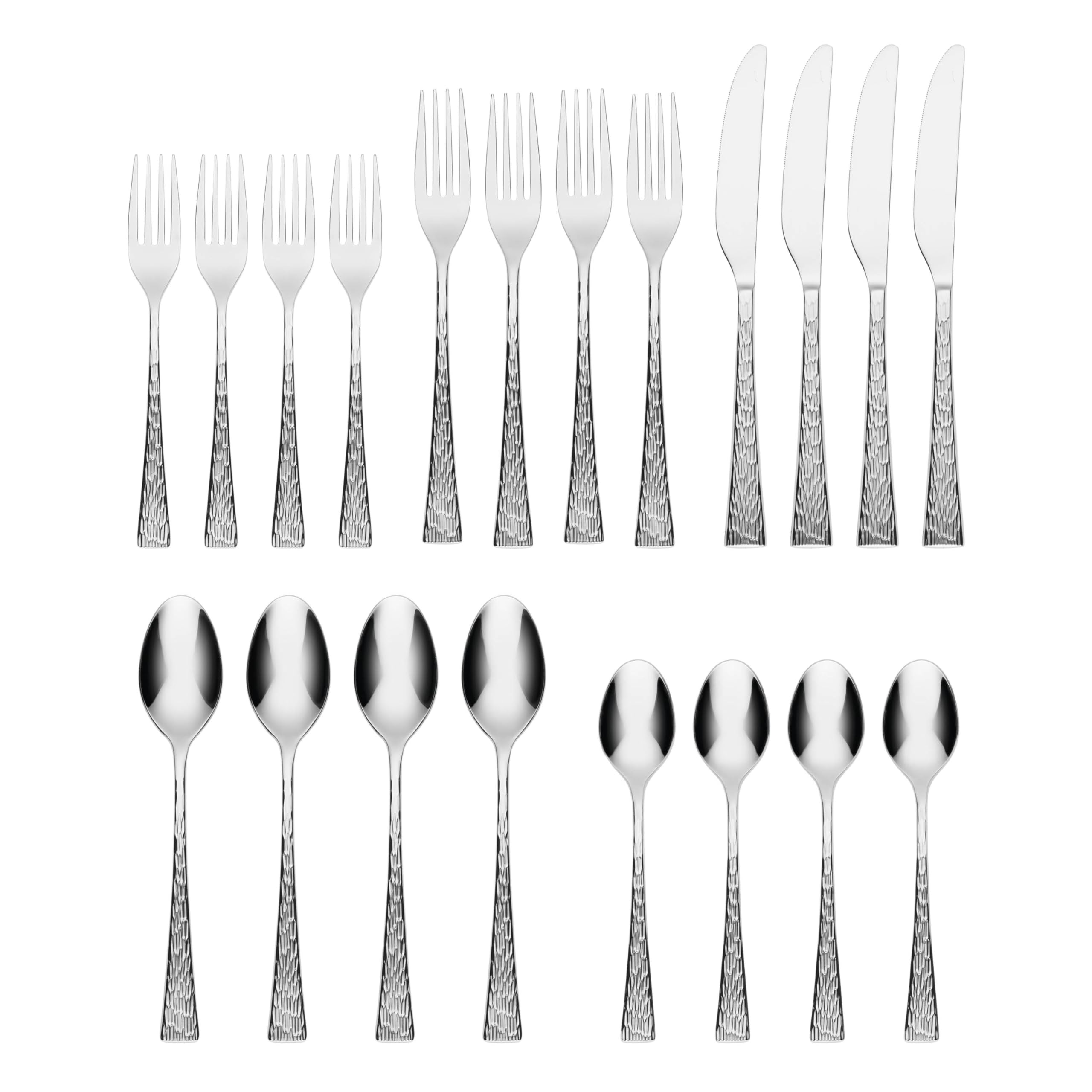 Cambridge Silversmiths Finnley Mirror 20-Piece Flatware Set, Service for 4,Silver
