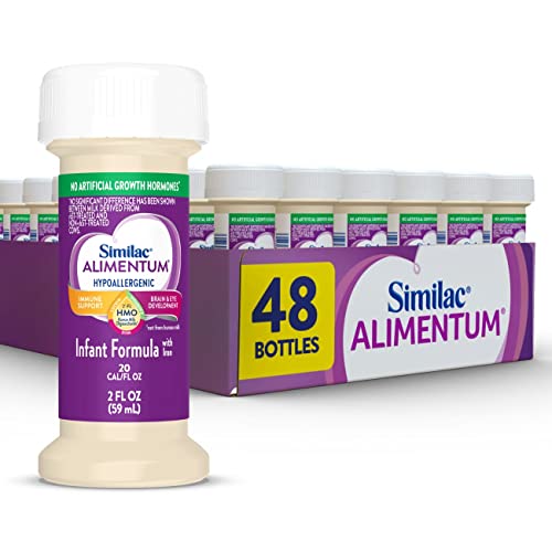 Similac Alimentum With 2'-FL HMO Hypoallergenic Infant Formula, for Food Allergies and Colic Due to Protein Sensitivity, Ready-to-Feed Baby Formula, 2-fl-oz Bottle, Pack of 48