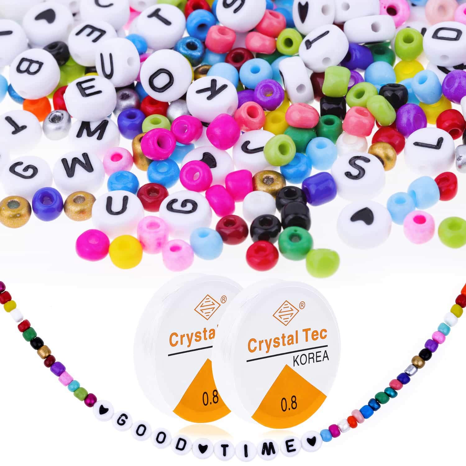 Beads for Bracelets, Cridoz 2800 Pcs 4mm Small Pony Beads with 1200 Pcs Alphabet Letter Beads for Jewelry Bracelets Making