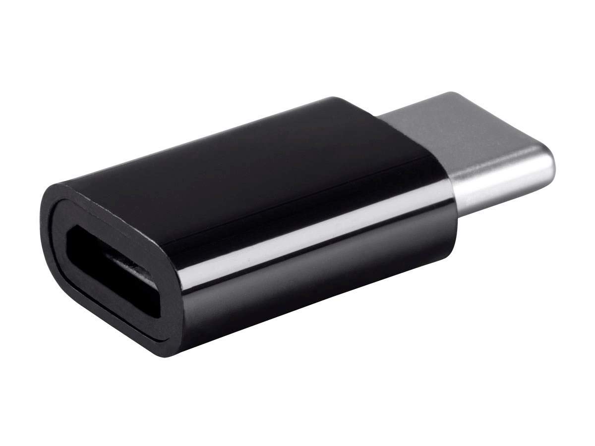 Monoprice USB-C to Micro B Adapter - Male-to-Female With Gold Plated Contacts, Compact and Portable, Black