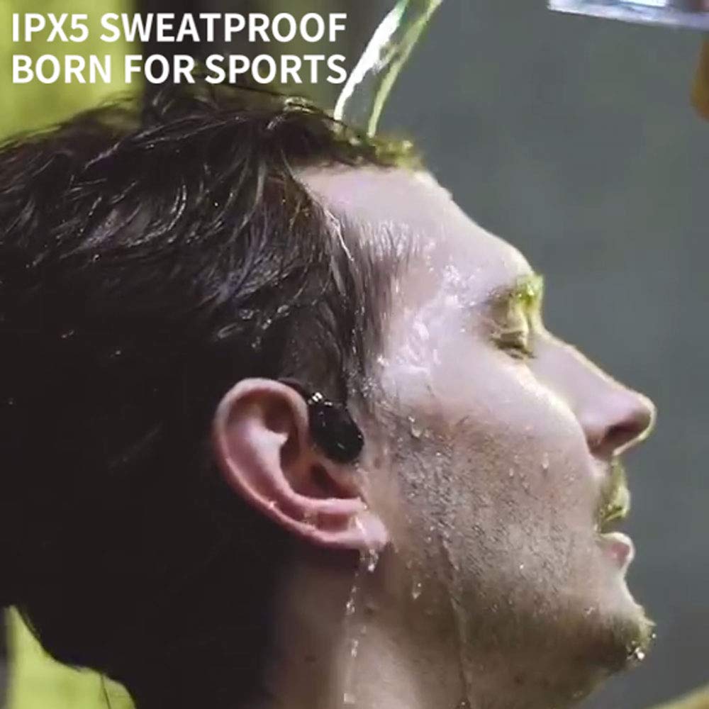 AS Open Ear Headphones with Mic,Bluetooth Sport Headset Waterproof IPX5 Ultra-Lightweight 6D Sound HD Phone Call