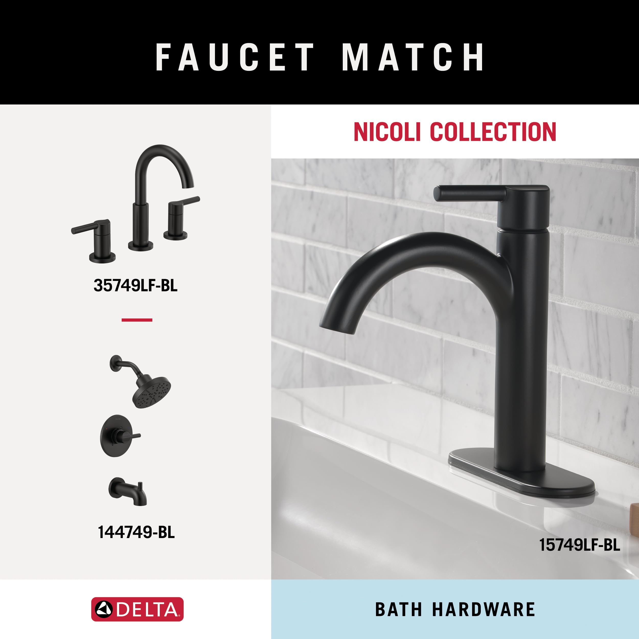 Delta Nicoli (1-Pack) Towel Hooks Matte Black Double Bathroom Hooks Wall Mounted for Robes & Towels Hand Towel Hook Holder Kitchen, Bathroom Accessories NIC35-MB