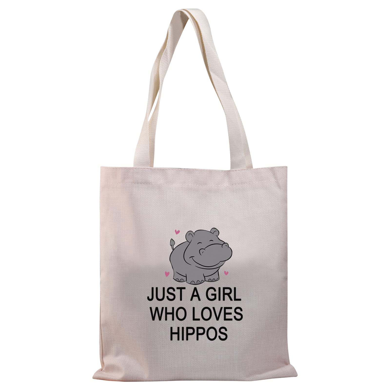 BDPWSS Hippopotamus Gift Hippo Lover Gift Just a Gi-rl Who Loves Hippos Inspirational Tote Bag (loves hippos TG)