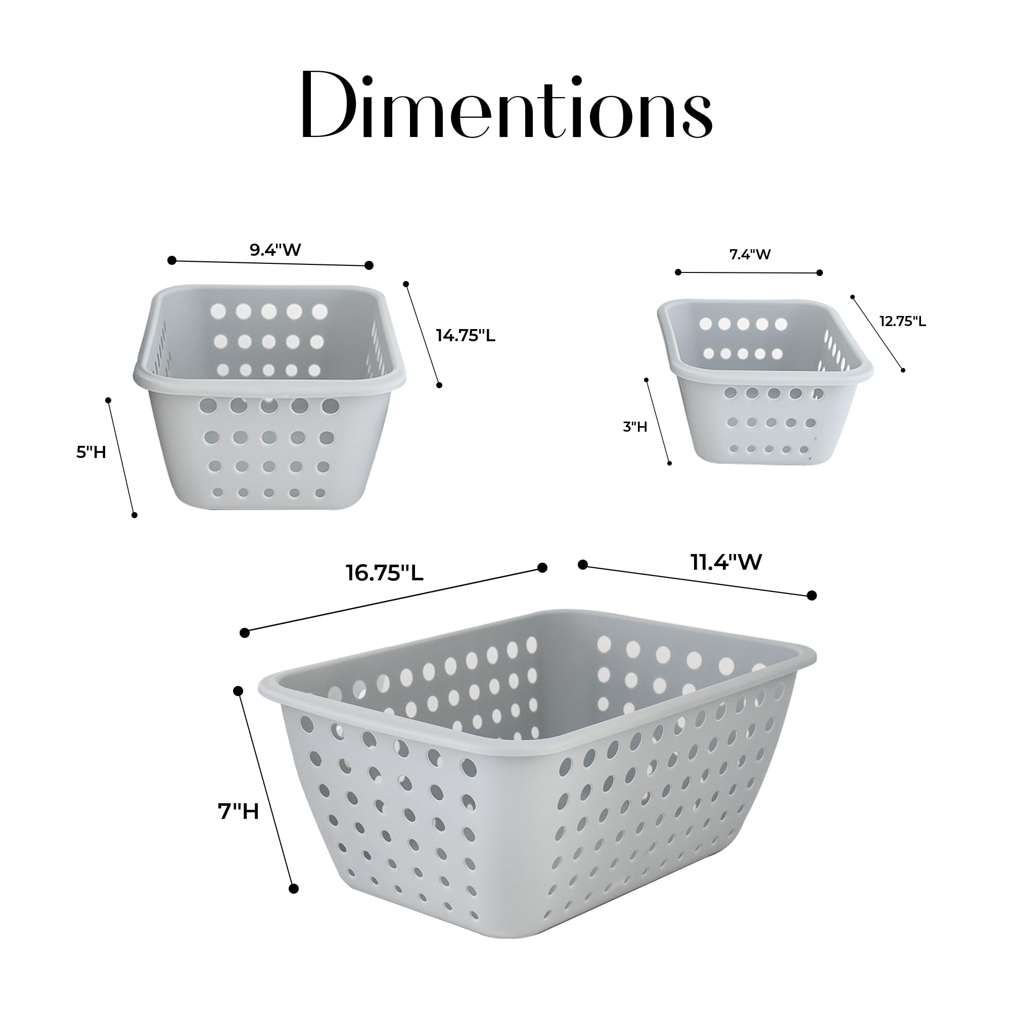 Basket pack x 6. Multi size storage basket. Storage bin containers use for organizing. (White)