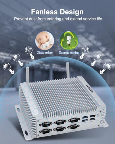 BASOARO Industrial Mini PC Windows 10, Fanless Desktop PC, Core i7 4500U, 8GB RAM 256GB SSD, 2 Gigabit Ethernet, HD, VGA, RS232/RS485 COM Port, 4 USB3.0, 4 USB2.0, WiFi, BT