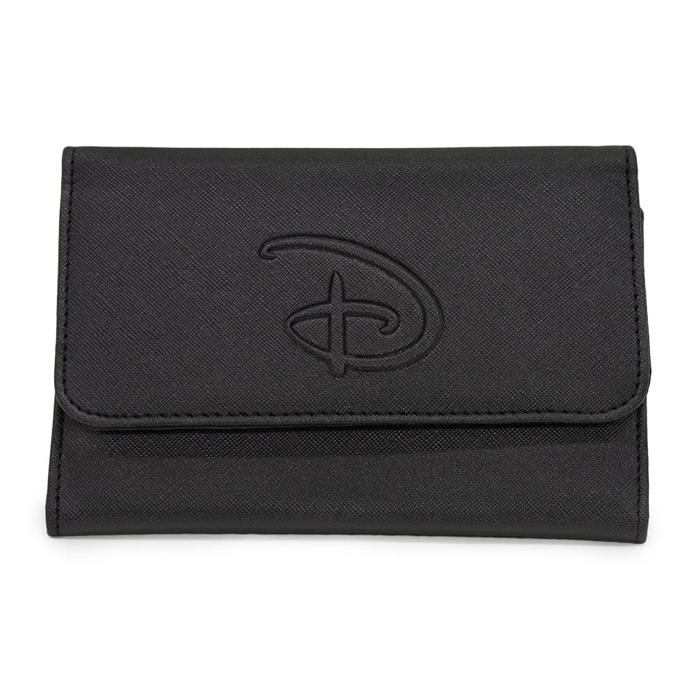 Disney Wallet, Foldover, Disney Signature D Logo Embossed, Black Vegan Leather