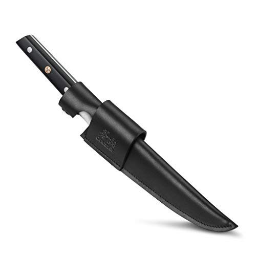 Cangshan TC Series 1020472 Swedish 14C28N Steel Forged 7-Inch Fillet Knife and Leather Sheath Set