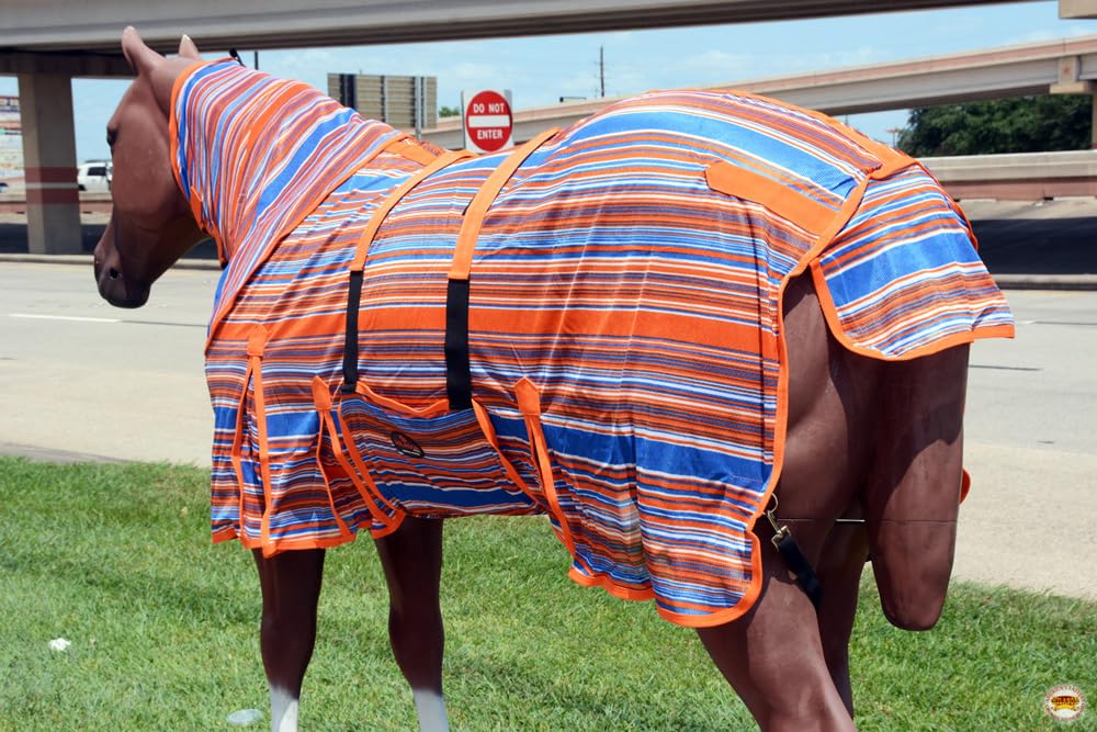 HILASON 75 in Horse Fly Sheet with Neck Cover Ultra Violet Rays Protect Mesh Bug Mosquito Summer Spring | Fly Sheet
