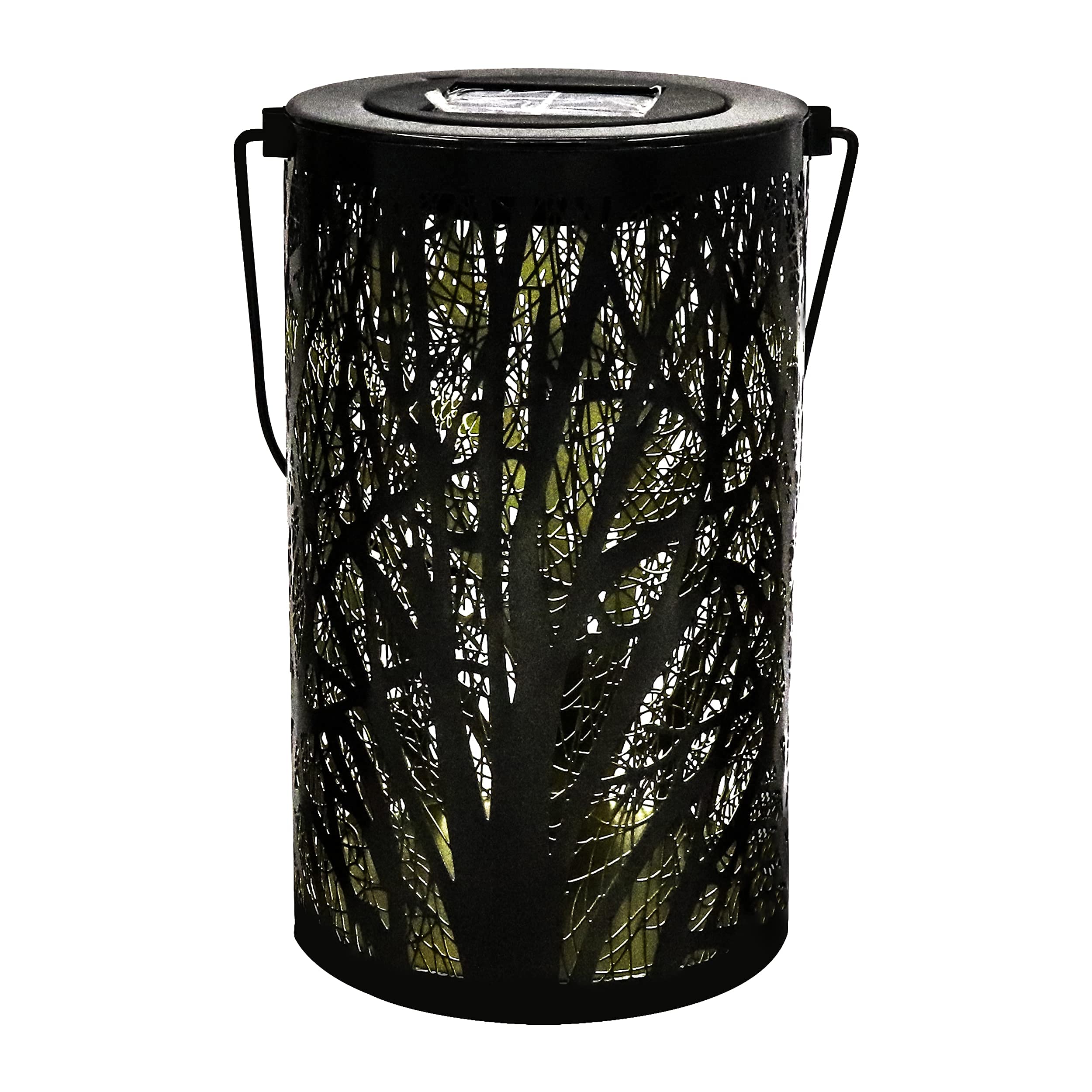 Fovasen Hanging Solar LED Candle Lanterns, Farmhouse Retro Metal Table Lanterns Rounded Decorative Outdoor Lights Waterproof Solar Lamp with Handle for Garden, Patio,Porch,Yard,Fireplace and Tabletop