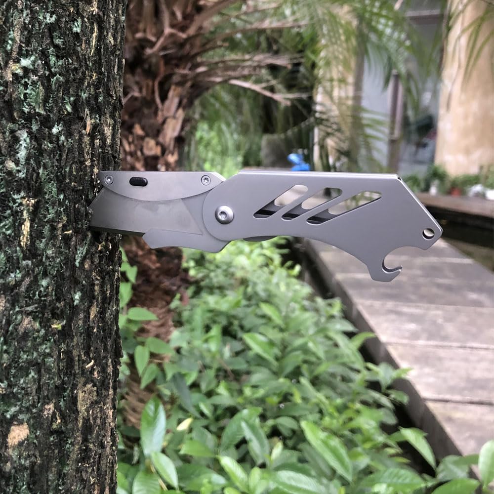 Caressolove Mini Razor Blades Pocket Knife, Folding Utility Knife with Clip, Best Retractable Box Cutter, EDC Gear Multitool, Knife for Men with 10 Extra Blades