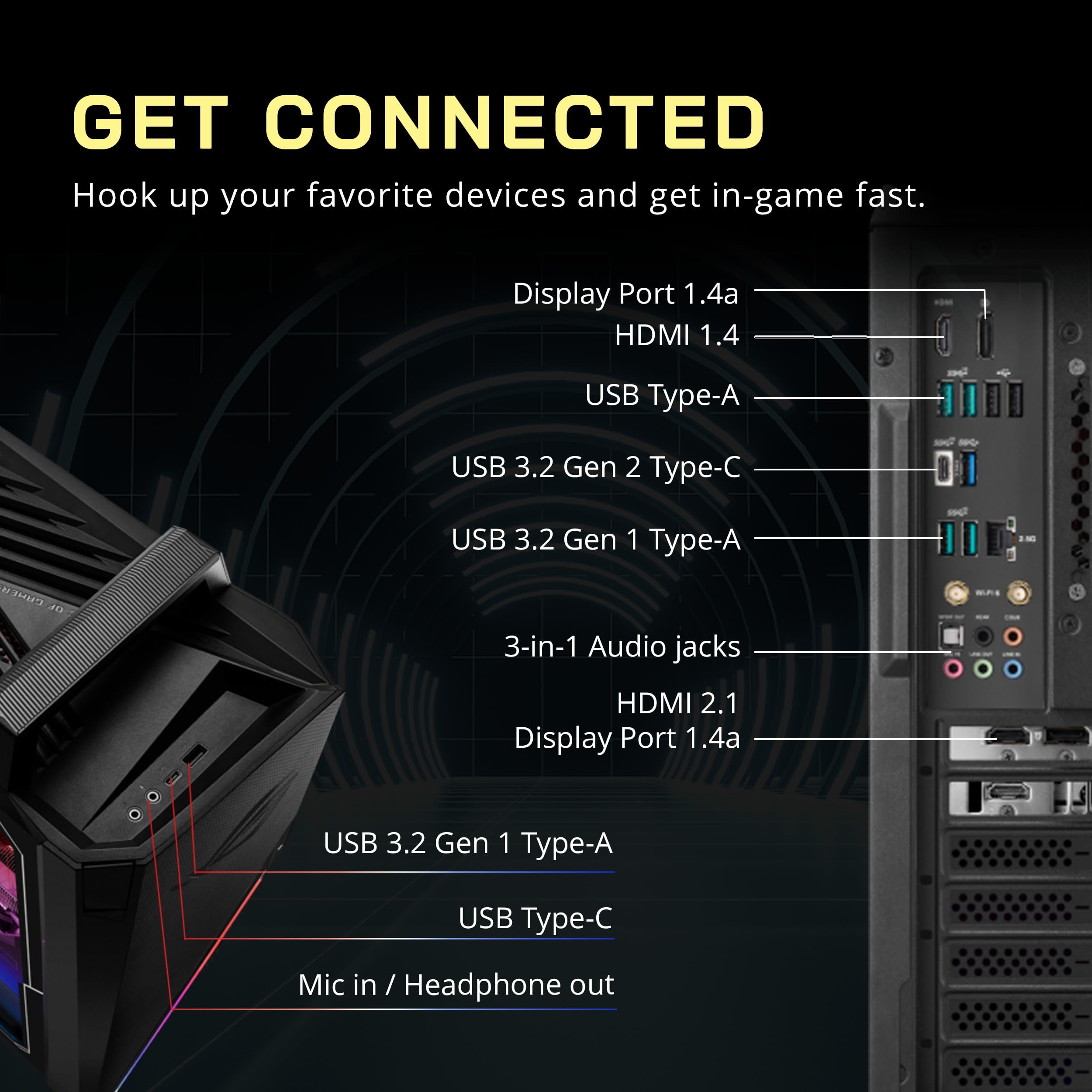 Asus 2022 ROG Gaming Desktop, Intel Core i7-12700F Processor, 32GB DDR4 RAM, 1TB PCIe SSD + 1TB HDD, NVIDIA GeForce RTX 3060 12G DDR6, Win 11 Pro, Black, 32GB Snowbell USB Card