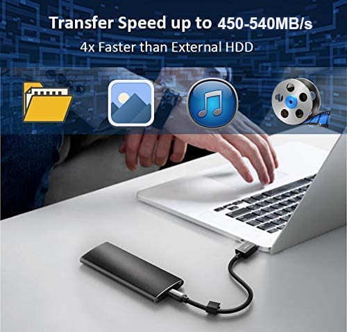 AYTEMGLOBAL 512GB Portable External SSD, USB3.2 Gen2, 6Gbps, Ultra-Fast Transfer Speed, Compatible with Windows, Mac, Linux, Android, PS4, Xbox - Shock Resistant Aluminum Body