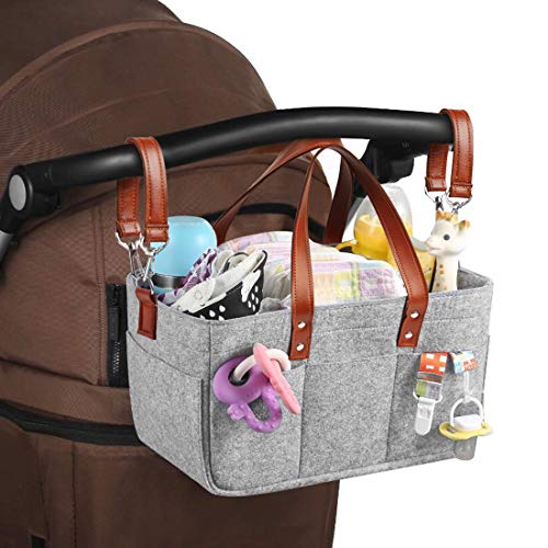Baby Diaper Caddy Organizer,Nursery Storage Bins Multifunctional Portable Tote Bag with Removable Insert,Baby Gift Basket Car Organizer for Mom & Newborn