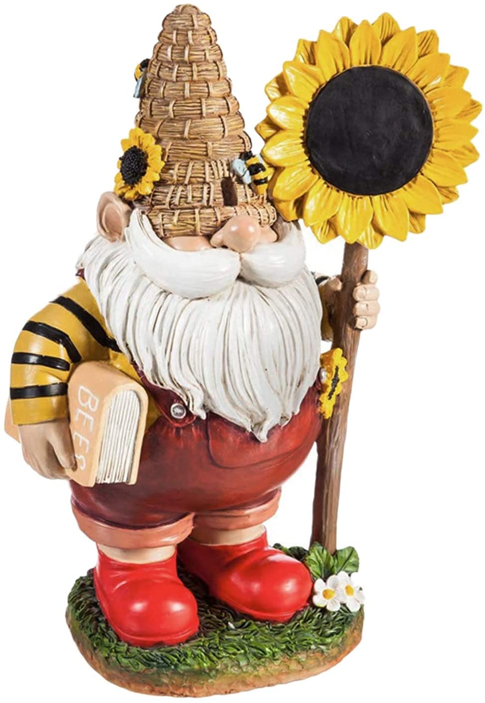 Gnome Statue Bumble Bee Gnome Ornament Resin Scandinavian Gnomes Figurine Dwarf Statue for Garden Lawn Yard Home Bee Day Decoration - Sunflower