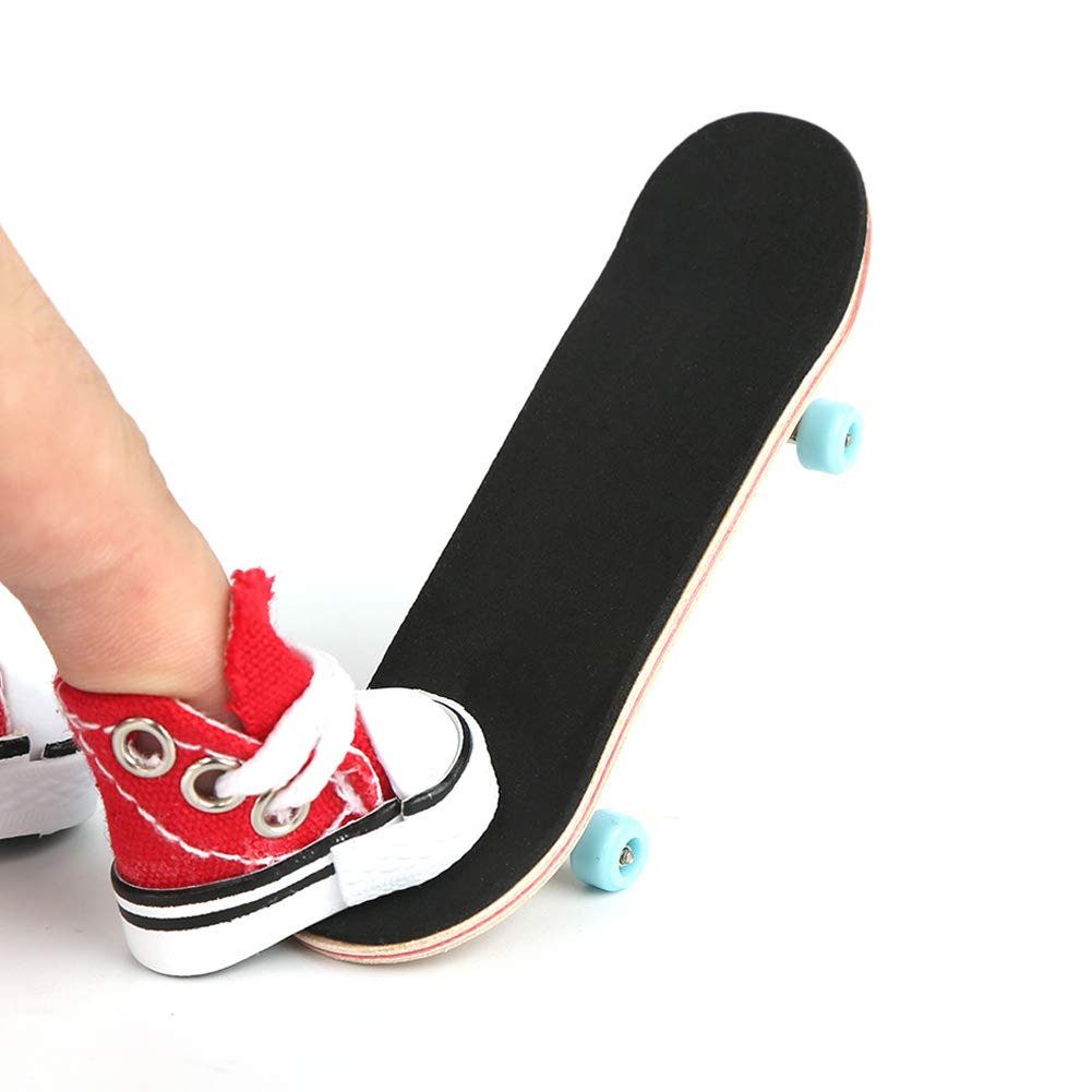ATAZUA Rock Deck Professional Finger Skateboard Kits, Maple Complete Wooden Fingerboard with Cute Mini Skate Shoes