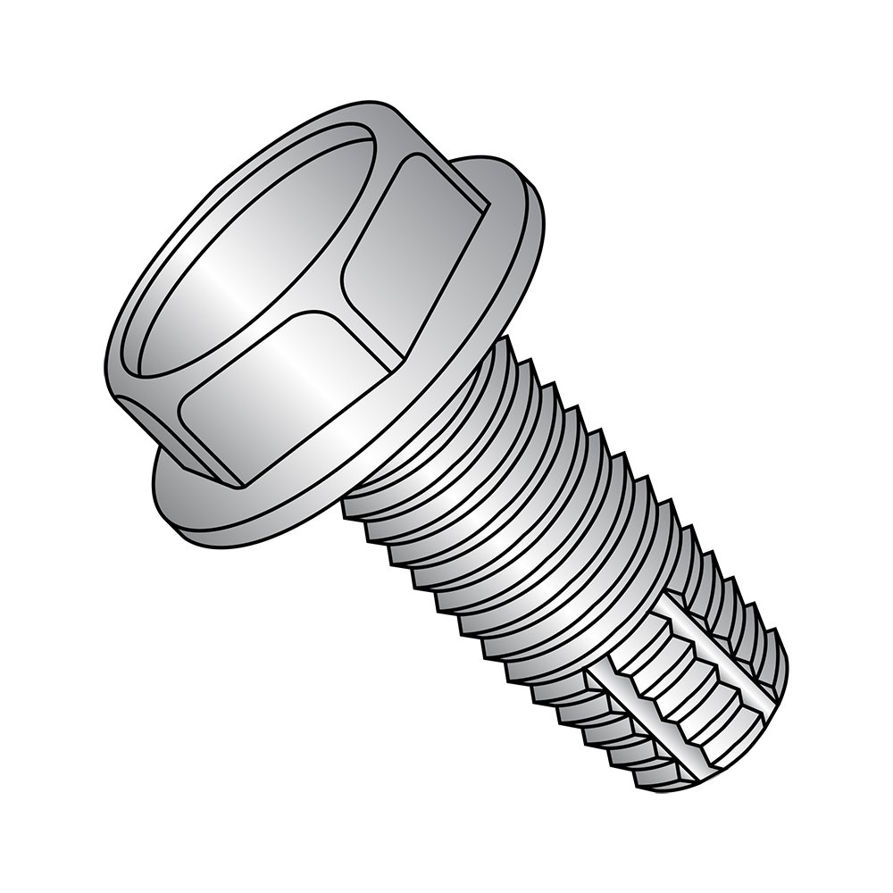 Small Parts 1106FW188 18-8 Stainless Steel Thread Cutting Screw, Plain Finish, Hex Washer Head, Type F, #10-32 Thread Size, 3/8" Length (Pack of 25)