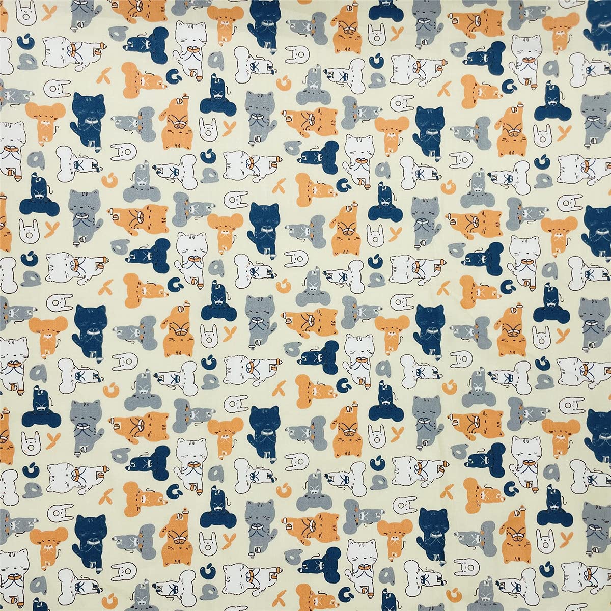 Cat Fabric Fat Quarters Bundles Cute Animal Pattern Cotton Quilting Fabric for Sewing Crafting 18" x 22" (7pcs) SZRUIZFZ