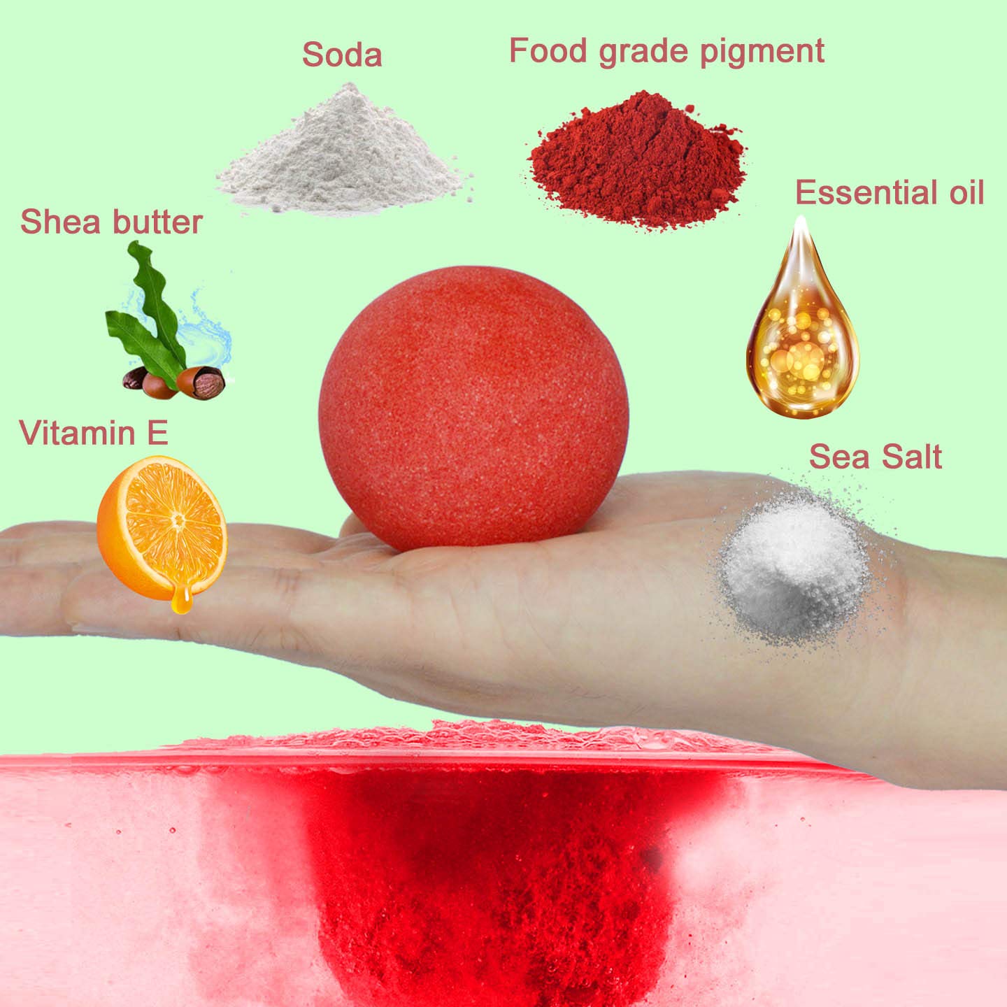 Bath Bomb Gift Idea, with 2 Red Chreey 2 Green Witch Soup 2 Purple Zombie, 8 Floating Spiders, 2 Floating Spider webs, 1 Injured Floating Finger, 1 bat, 1 Big Spider,2 Floating Eyes, 1 Storage Bag