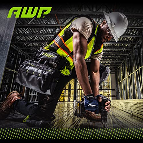 AWP Pro Fingerless Work Gloves for Men And Women, Form-Fitting Performance Design, Large, Navy Blue