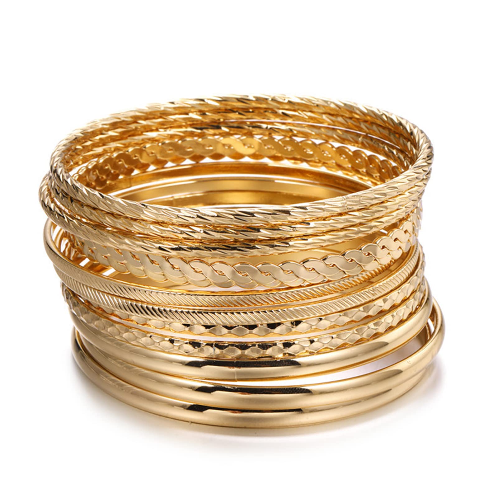 Aonklot Indian Bangles for Women Gold Stackable Bangle Bracelets Set Layers Bohemica Bracelets Multi Cuff Bangle Bracelet Wedding Jewelry for Women Girls