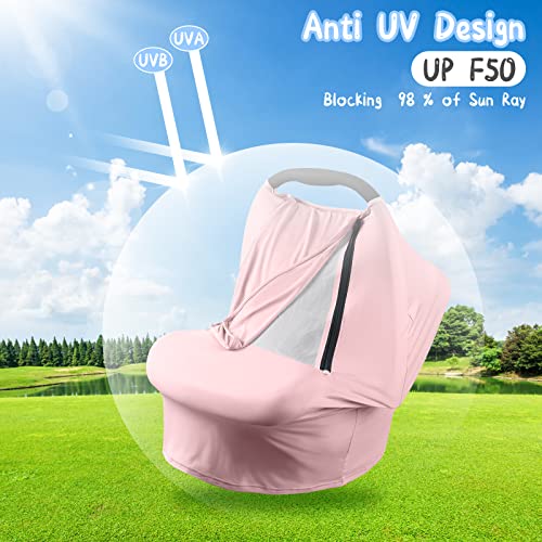 Baby Car Seat Covers with Breathable Peep Window (Pure Pink)