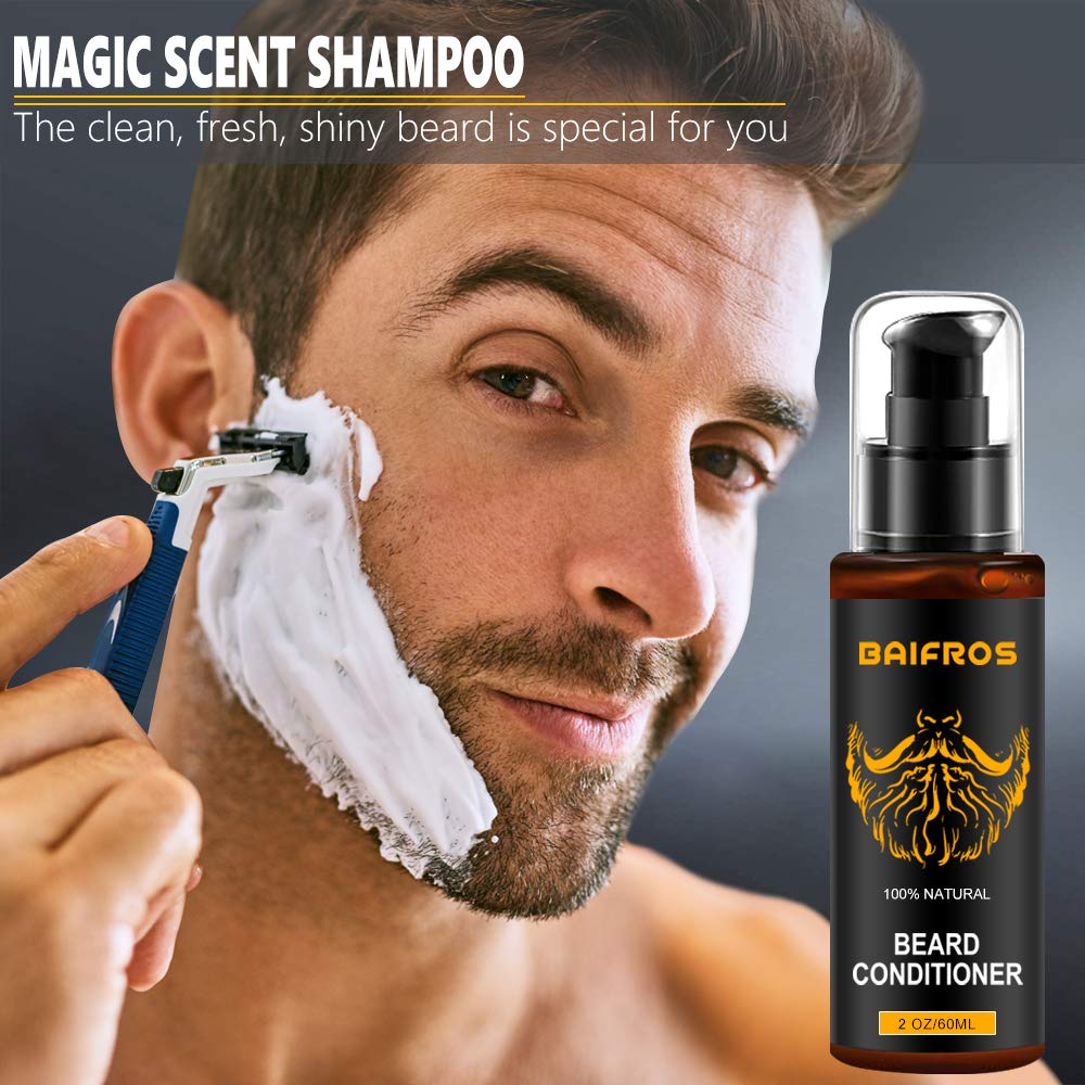 BAIFROS Beard Grooming Kit for Men & Care W/Beard Wash/Shampoo,Unscented Beard Growth Oil