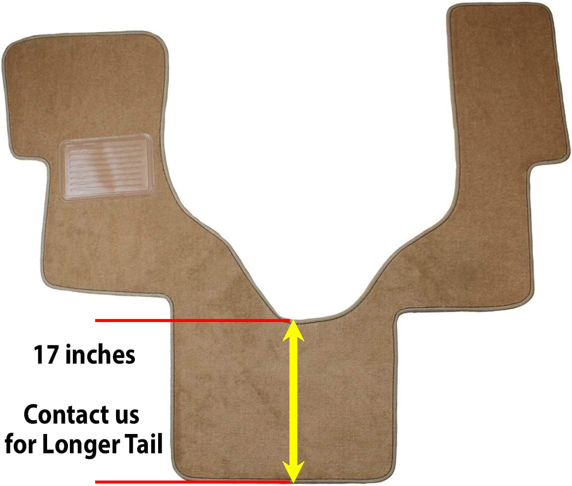 Auto Mat Store One-Piece Front Carpet Floor Mat with Serge Edges and Heel Pad Compatible with Ford E-Series/Econoline Vans (Beige/Tan)
