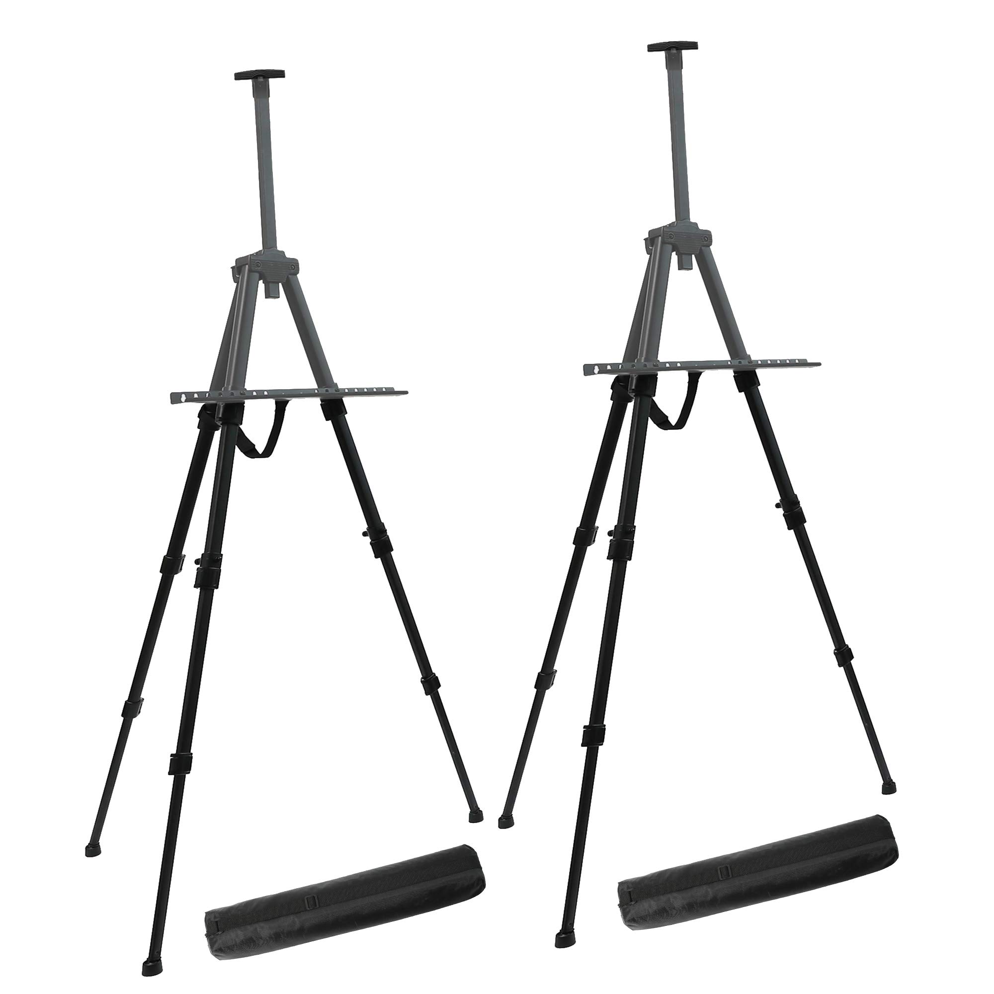 Artist Easel Stand,Extra Thick Aluminum Metal Tripod Display Easel 17 to 56 Inches Adjustable Height with Portable Bag for Floor/Table-Top Drawing and Displaying