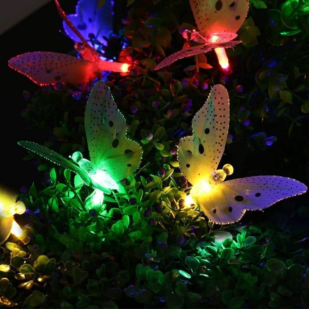 Berocia 20 LED Butterfly String Lights with Remote USB Plug in Outdoor Waterproof Twinkle Fairy Lights 8 Modes for Camping Indoor Bedroom Home Garden Party Decor Xmas Tree Porch Patio Night Light