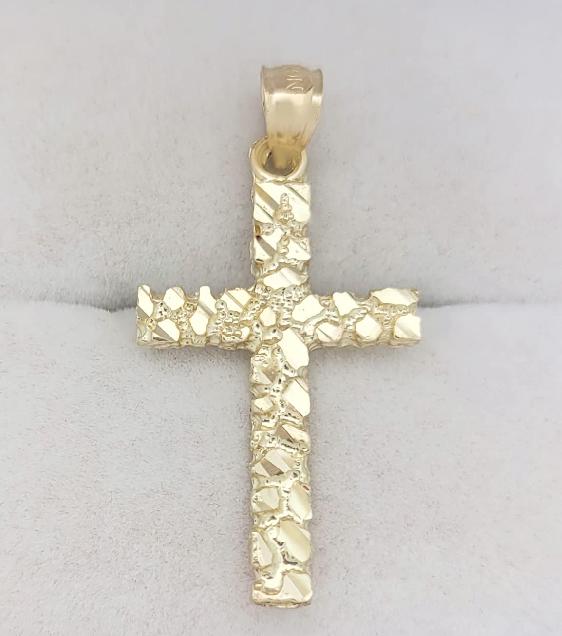AMZ Jewelry 10K Yellow Gold Nugget Cross Pendant Gold Nugget Cross