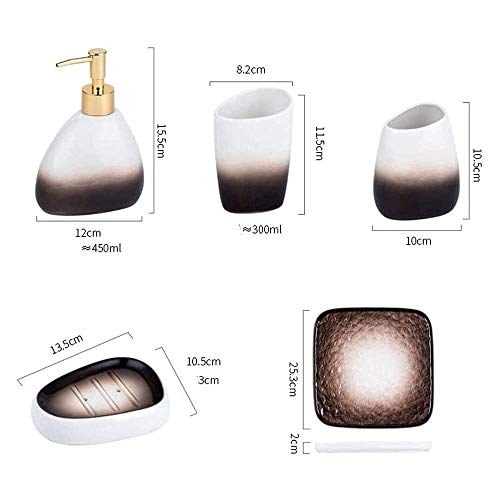 Bathroom Accessories Set 4 Piece with Tray Includes Soap Dispenser Toothbrush Holder Tumbler Soap Dish Gradient Color Brown Bathroom Accessory Kit