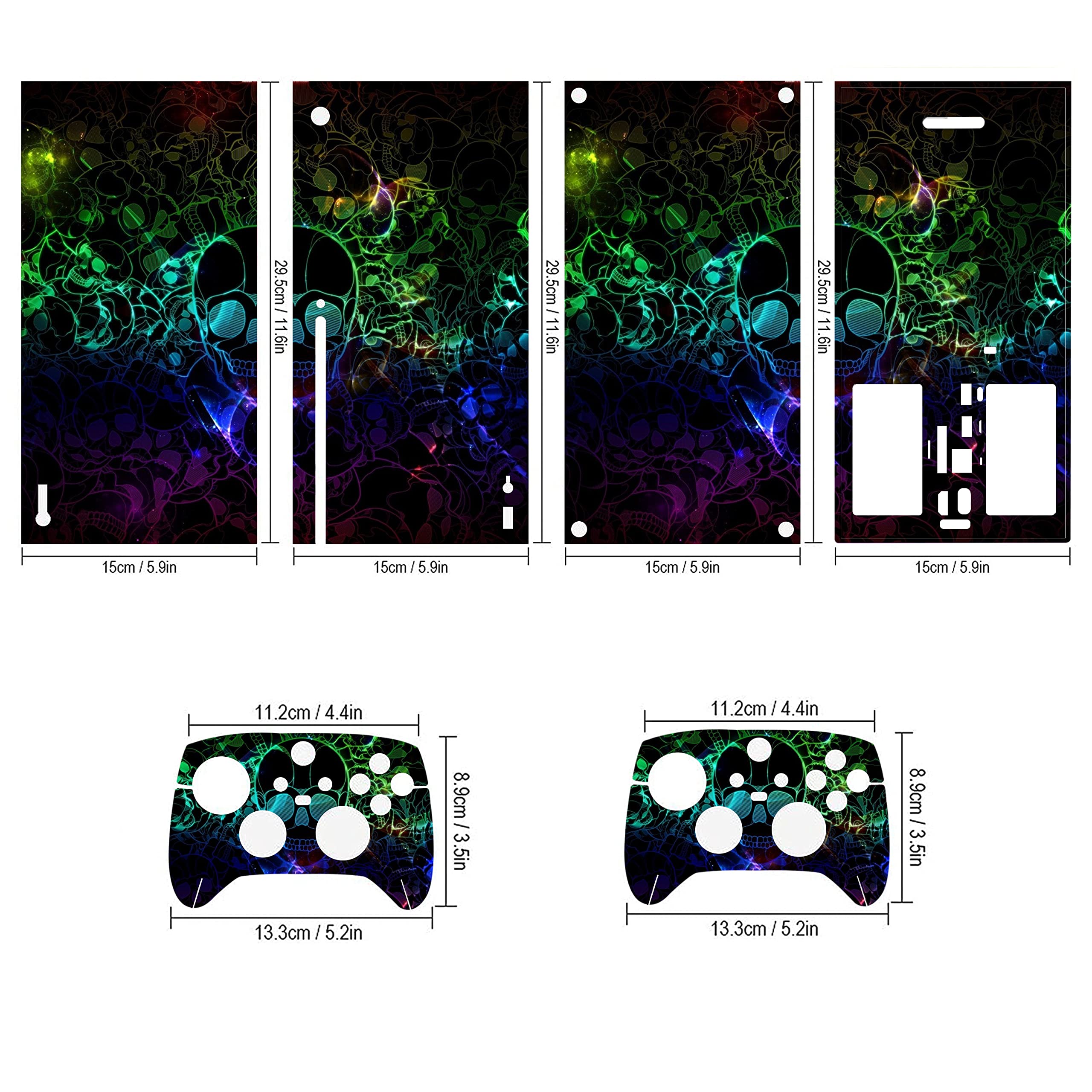 MODUCQY Skull X-Box Series X Skins Set,Cool Horror Stickers Protector Wrap Cover Protective Faceplate Full Set Compatible with X-Box Series X Console and Controller Skins