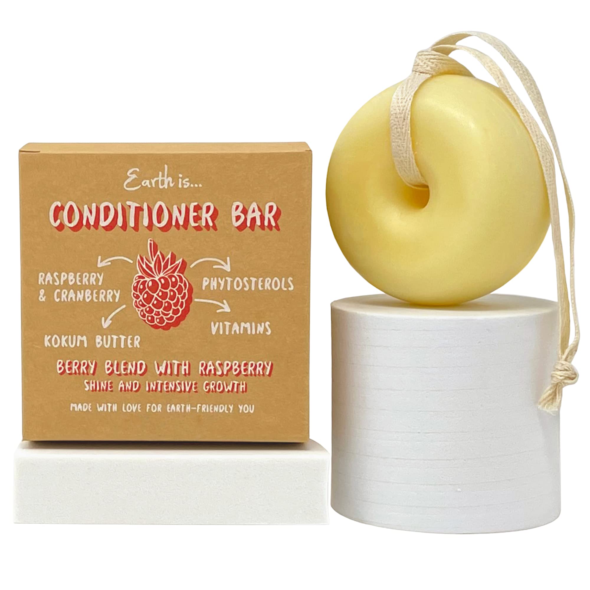 EARTH IS...Conditioner Bar - All Hair Types β All-Natural Hydrating Hair Conditioner β Eco-Friendly Hair Moisturizer β Plastic Free - PH-Balanced β Vegan β Concentrated β Biodegradable β Zero Waste, 3.2oz (Berry Blend with Raspberry)