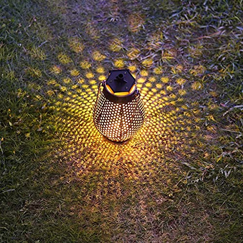 DJASM 2 Pieces Retro Wrought Iron Solar Led Lantern Outdoor Waterproof Hanging Lamp Light Control Induction Home Garden Lawn Landscape Lighting