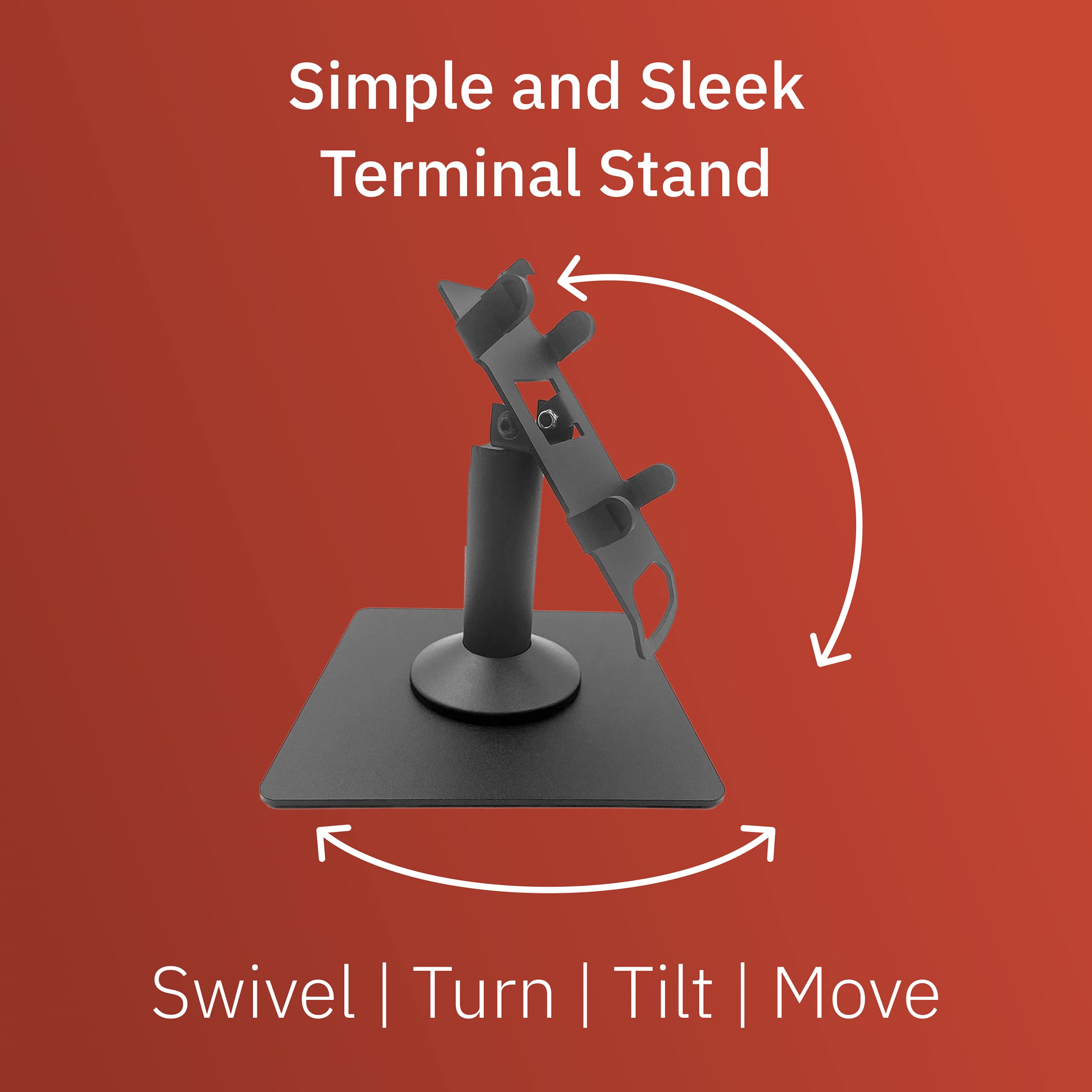 DCCStands Ingenico Move/3500/5000 7" Freestanding Swivel and Tilt Terminal Stand with Square Plate, Black