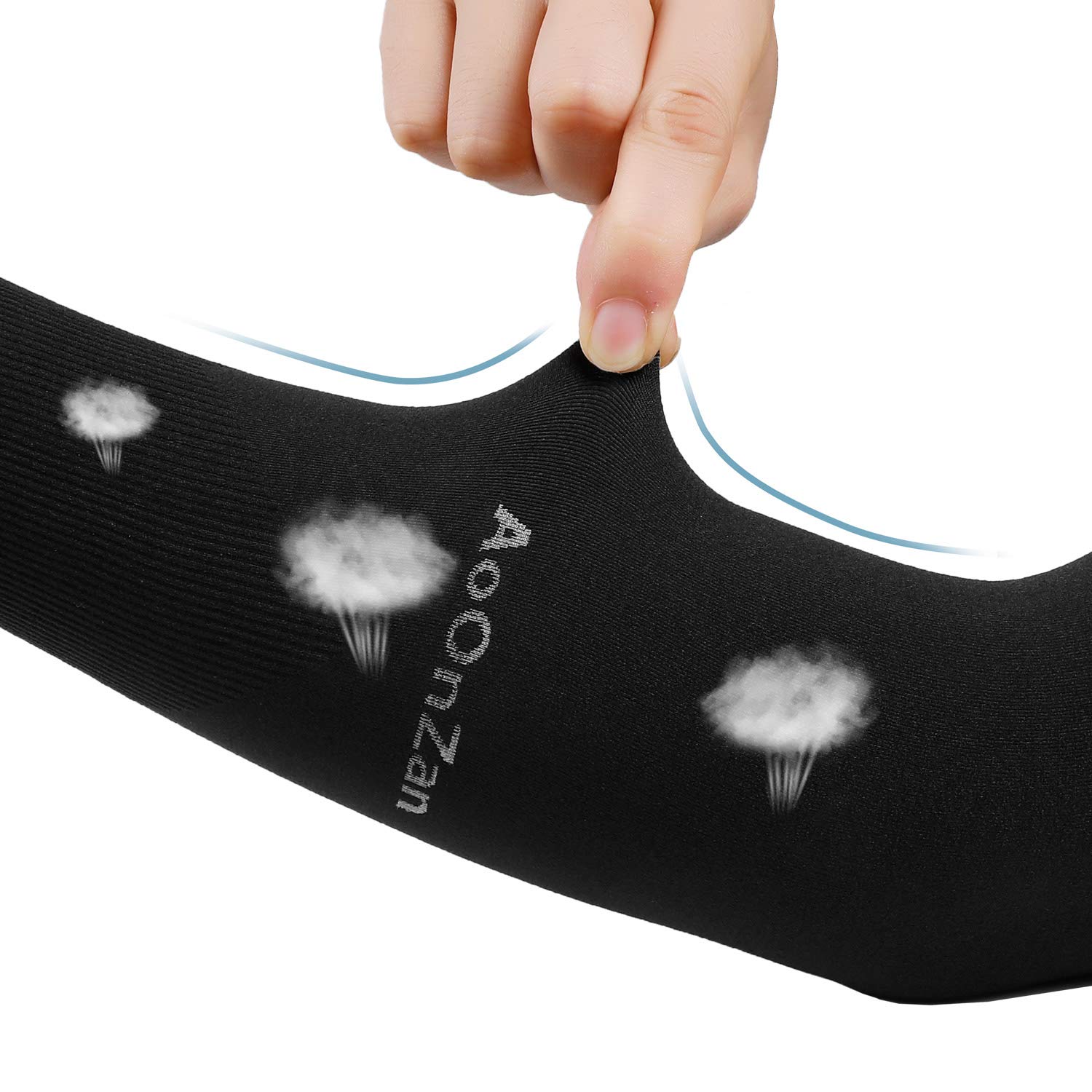 AoOnZan 5 Pairs Black Arm Sleeves UV Sun Protection for Men Women, Cooling Compression Sport Cycling Golf Arm Cover